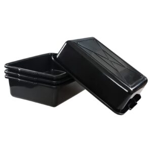 cinkyou 4-pack 23 l plastic bus box, black commercial utility bus box tub