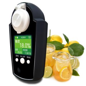 miboce 0-95% handheld brix refractometer, portable digital refractometer, with lcd back-light screen, temperature compensation, accuracy ±0.2%, 3s fast measurement, for beverage, fruit juice