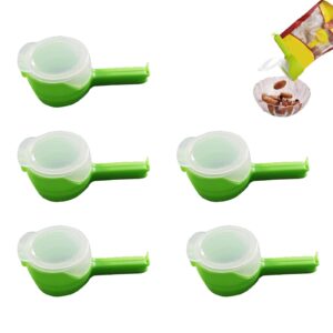 snack clips that pour, seal and pour bag clip, food storage sealing clips with pour spouts, food bag clips with pour spouts, food storage sealing clips with pouring spouts (5pcs green)