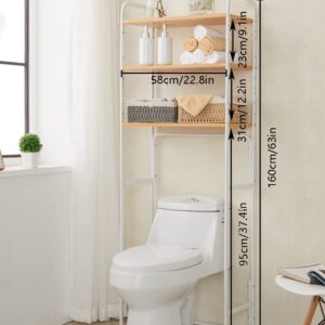 ZXXHNNAIH 3-Tier Toilet Shelf, Easy to Assemble Floor-to-Ceiling Top Storage Corner Commode Rack, Multifunctional Toilet Rack