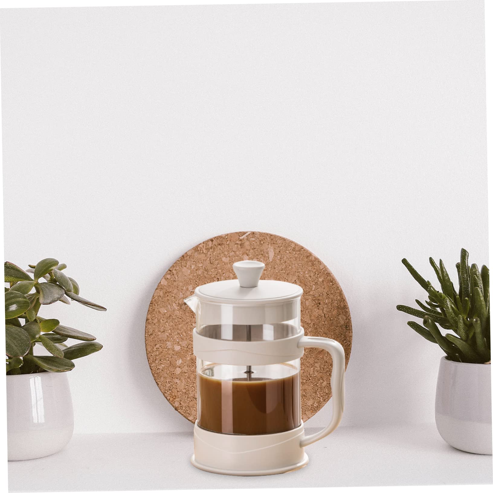 NAMOARLY Coffee Pot Tea Kettle Coffee Tea Maker Pot Office Coffee Maker Espresso Teakettle Coffee Filter Press Travel Coffee Press Cold Brew Coffee Maker with Warmer White Plastic