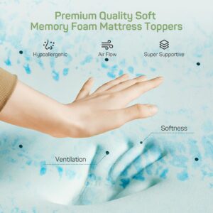 2 Inch Mattress Topper Twin Size, Gel Memory Foam Mattress Pad, CertiPUR-US Certified, Ventilated Bed Topper for Pressure Relief Back Pain, Blue