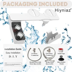 Hiyniaz Bidet Toilet Seat Attachment, Non-Electric Hot and Cold Water Bidet Attachment with 9 Adjustable Water Pressure Controls, Retractable Self-Cleaning Dual Nozzles for Frontal & Rear Wash