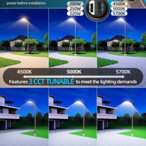 ADUB 150W LED Post Light, 21,000 LM, DLC ETL Listed, LED Parking Lot Light 320W 250W 200W Adjustable, LED Shoebox Light 5700K 5000K 4500K