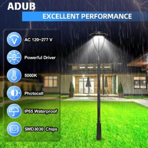 ADUB 150W LED Post Light, 21,000 LM, DLC ETL Listed, LED Parking Lot Light 320W 250W 200W Adjustable, LED Shoebox Light 5700K 5000K 4500K