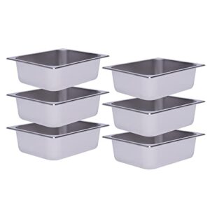 6 Pack 4" Deep 1/2 Size Stainless Steel Steam Table Pans Hotel Food Prep Pan NEW