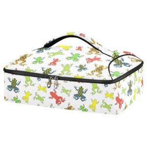 kcldeci insulated thermal food carrier insulated casserole carrier for hot or cold food,tropical tree frogs insulated tote bag for potluck cookouts parties picnic,lasagna lugger