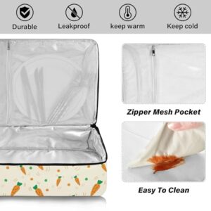 Kcldeci Insulated Thermal Food Carrier Insulated Casserole Carrier for Hot or Cold Food,Carrot Pattern Insulated Tote Bag for Potluck Cookouts Parties Picnic,Lasagna Lugger