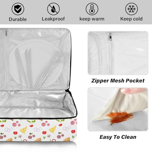 Kcldeci Insulated Thermal Food Carrier Insulated Casserole Carrier for Hot or Cold Food,Pizza and Ingredients Insulated Tote Bag for Potluck Cookouts Parties Picnic,Lasagna Lugger