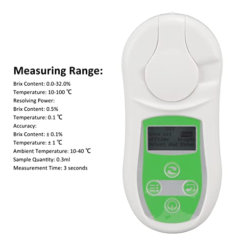 Brix Meter Refractometer, Portable Digital Brix Refractometer, Brix Content Tester with ATC for Fruit Beverage Sugar Content Measuring