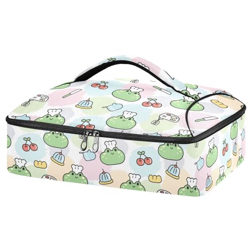 Kcldeci Insulated Thermal Food Carrier Insulated Casserole Carrier for Hot or Cold Food,Cute Face Frog Insulated Tote Bag for Potluck Cookouts Parties Picnic,Lasagna Lugger