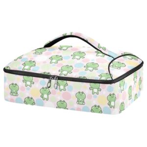 kcldeci insulated thermal food carrier insulated casserole carrier for hot or cold food,cute frog in various poses insulated tote bag for potluck cookouts parties picnic,lasagna lugger