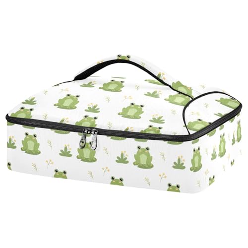 Kcldeci Insulated Thermal Food Carrier Insulated Casserole Carrier for Hot or Cold Food,Cute Frogs Insulated Tote Bag for Potluck Cookouts Parties Picnic,Lasagna Lugger