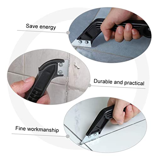 PRETYZOOM 1 Set Bevel Corner Scraping Floor Clean Scraper Cutter Paint Squeegee Scraper Cutter Cleaning Tool Tile Seam Clean Tool Floor Scraper Cutter Grout Rake Tool Blade Plastic Black