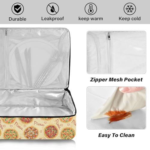 Kcldeci Insulated Thermal Food Carrier Insulated Casserole Carrier for Hot or Cold Food,Pizza and Ingredients (2) Insulated Tote Bag for Potluck Cookouts Parties Picnic,Lasagna Lugger