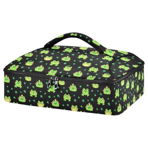 Kcldeci Insulated Thermal Food Carrier Insulated Casserole Carrier for Hot or Cold Food,Cute Frog Kawaii Insulated Tote Bag for Potluck Cookouts Parties Picnic,Lasagna Lugger