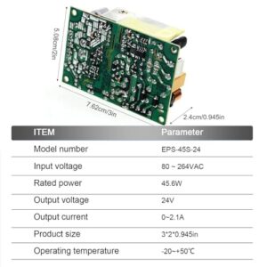 TorqCali EPS-45S-24 45W Single Output Switching Power Supply 24V 1.9A Constant Voltage, 90% Efficiency, Universal Input 80-264VAC, for Automation Equipment, Mechanical Devices