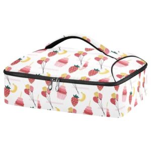 kcldeci insulated thermal food carrier insulated casserole carrier for hot or cold food,pink is lost with cupcake insulated tote bag for potluck cookouts parties picnic,lasagna lugger