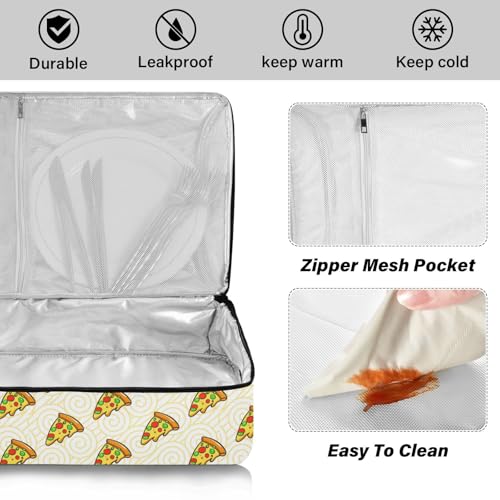 Kcldeci Insulated Thermal Food Carrier Insulated Casserole Carrier for Hot or Cold Food,Pizza Insulated Tote Bag for Potluck Cookouts Parties Picnic,Lasagna Lugger