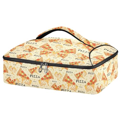 Kcldeci Insulated Thermal Food Carrier Insulated Casserole Carrier for Hot or Cold Food,Pizza Doodle Food Insulated Tote Bag for Potluck Cookouts Parties Picnic,Lasagna Lugger