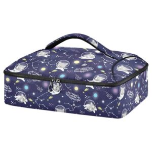 kcldeci insulated thermal food carrier insulated casserole carrier for hot or cold food,kawaii cute cat astronaut insulated tote bag for potluck cookouts parties picnic,lasagna lugger