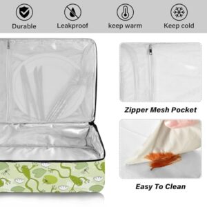 Kcldeci Insulated Thermal Food Carrier Insulated Casserole Carrier for Hot or Cold Food,Frogs and Dragonflies Insulated Tote Bag for Potluck Cookouts Parties Picnic,Lasagna Lugger