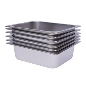 6 Pack 4" Deep 1/2 Size Stainless Steel Steam Table Pans Hotel Food Prep Pan NEW