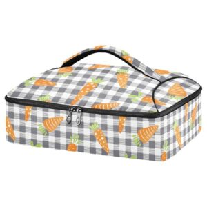 kcldeci insulated thermal food carrier insulated casserole carrier for hot or cold food,cartoon carrots insulated tote bag for potluck cookouts parties picnic,lasagna lugger