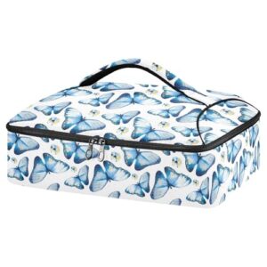 kcldeci insulated thermal food carrier insulated casserole carrier for hot or cold food,butterfly spring summer floral insulated tote bag for potluck cookouts parties picnic,lasagna lugger