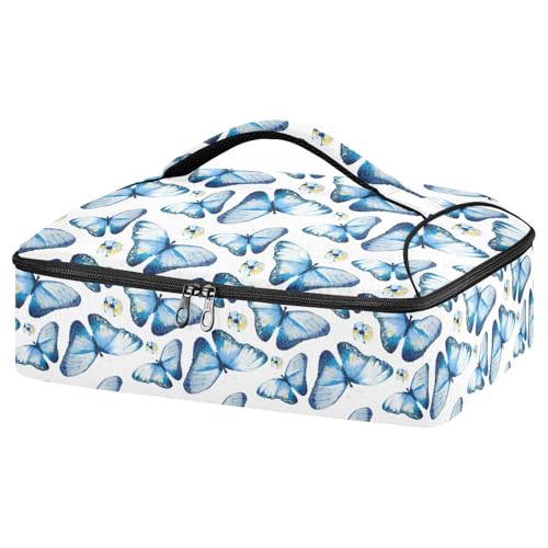 Kcldeci Insulated Thermal Food Carrier Insulated Casserole Carrier for Hot or Cold Food,Butterfly Spring Summer Floral Insulated Tote Bag for Potluck Cookouts Parties Picnic,Lasagna Lugger