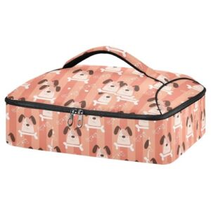 kcldeci insulated thermal food carrier insulated casserole carrier for hot or cold food,cute dog heads insulated tote bag for potluck cookouts parties picnic,lasagna lugger