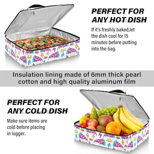 Kcldeci Insulated Thermal Food Carrier Insulated Casserole Carrier for Hot or Cold Food,Pizza Slices Insulated Tote Bag for Potluck Cookouts Parties Picnic,Lasagna Lugger