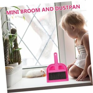 CONGARTENO 1 Set Pet Cleaning Tool Push Broom Brooms Dustpan Hamster Poop Scooper Starter Block Mini Broom Lint Dust Pan and Hand Broom Floor Squeegee Broom Handle Pig Dog Rosy Plastic