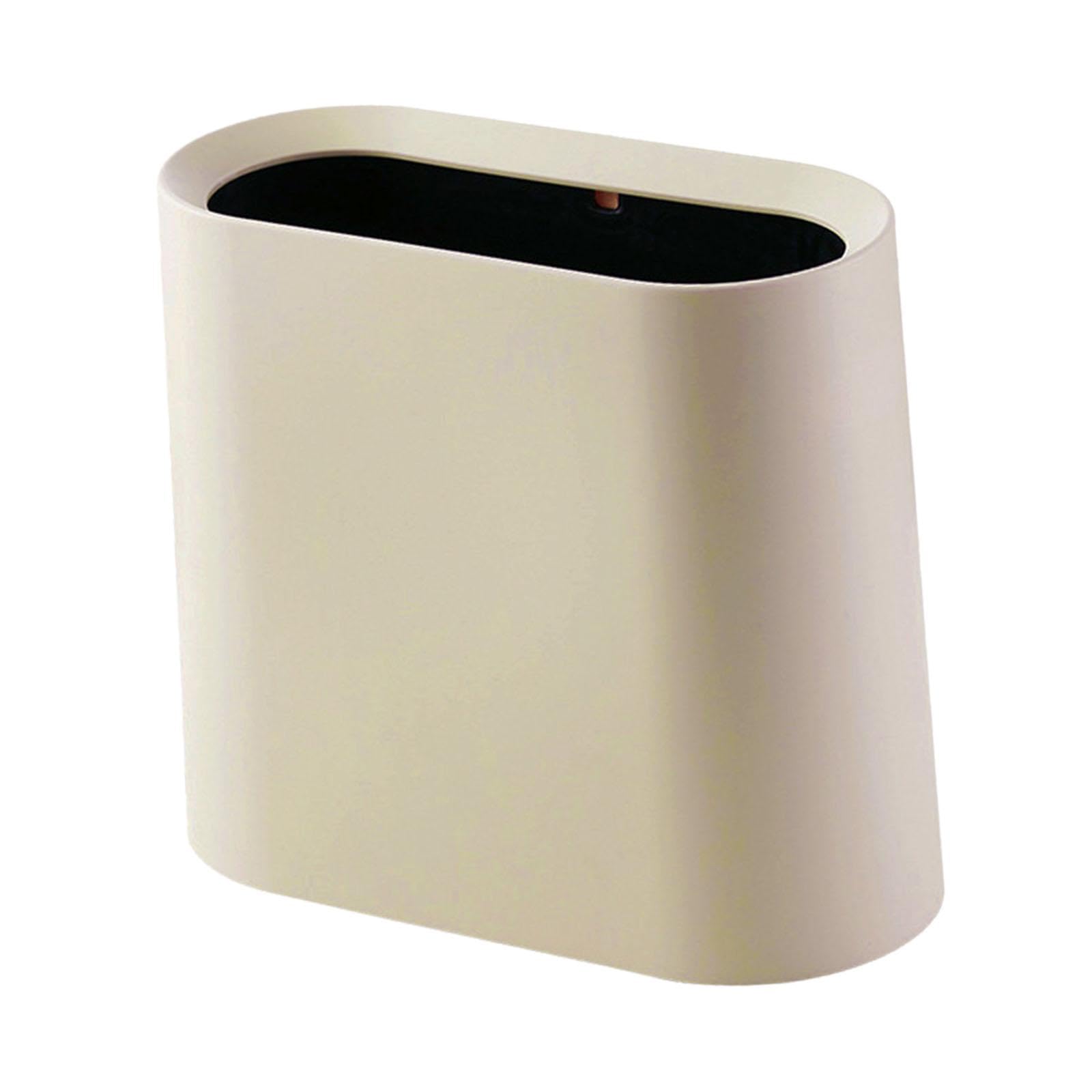 IEUDNS Slim Trash Can Narrow Small Garbage Bin Garbage Can Modern Paper Basket Wastebasket Dustbin for Home Bedroom Bathroom Toilet, Khaki