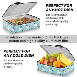 Kcldeci Insulated Thermal Food Carrier Insulated Casserole Carrier for Hot or Cold Food,Cute Dogs Insulated Tote Bag for Potluck Cookouts Parties Picnic,Lasagna Lugger