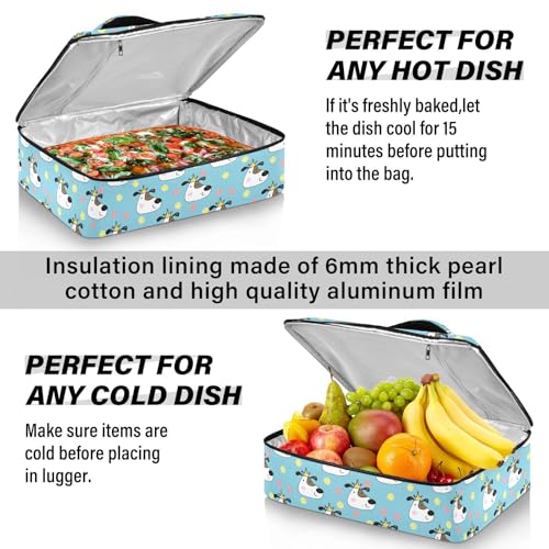 Kcldeci Insulated Thermal Food Carrier Insulated Casserole Carrier for Hot or Cold Food,Cute Dogs Insulated Tote Bag for Potluck Cookouts Parties Picnic,Lasagna Lugger