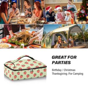 Kcldeci Insulated Thermal Food Carrier Insulated Casserole Carrier for Hot or Cold Food,Strawberry Daisy Flower Insulated Tote Bag for Potluck Cookouts Parties Picnic,Lasagna Lugger