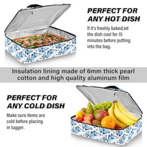 Kcldeci Insulated Thermal Food Carrier Insulated Casserole Carrier for Hot or Cold Food,Butterfly Spring Summer Floral Insulated Tote Bag for Potluck Cookouts Parties Picnic,Lasagna Lugger