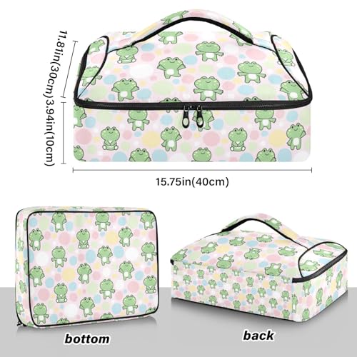 Kcldeci Insulated Thermal Food Carrier Insulated Casserole Carrier for Hot or Cold Food,Cute Frog in Various Poses Insulated Tote Bag for Potluck Cookouts Parties Picnic,Lasagna Lugger