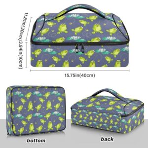 Kcldeci Insulated Thermal Food Carrier Insulated Casserole Carrier for Hot or Cold Food,Frogs Pattern Insulated Tote Bag for Potluck Cookouts Parties Picnic,Lasagna Lugger