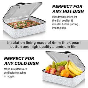 Kcldeci Insulated Thermal Food Carrier Insulated Casserole Carrier for Hot or Cold Food,Happy Cute Cat Insulated Tote Bag for Potluck Cookouts Parties Picnic,Lasagna Lugger