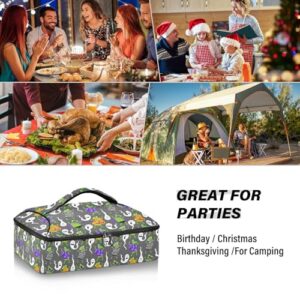 Kcldeci Insulated Thermal Food Carrier Insulated Casserole Carrier for Hot or Cold Food,Frogs and Pumpkins Insulated Tote Bag for Potluck Cookouts Parties Picnic,Lasagna Lugger