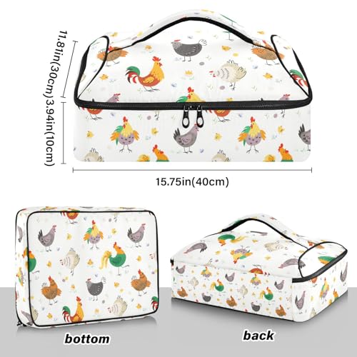 Kcldeci Insulated Thermal Food Carrier Insulated Casserole Carrier for Hot or Cold Food,Chicken Spring Insulated Tote Bag for Potluck Cookouts Parties Picnic,Lasagna Lugger