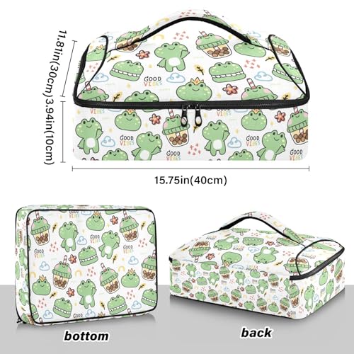 Kcldeci Insulated Thermal Food Carrier Insulated Casserole Carrier for Hot or Cold Food,Cute Frog (2) Insulated Tote Bag for Potluck Cookouts Parties Picnic,Lasagna Lugger