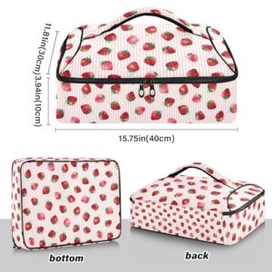 Kcldeci Insulated Thermal Food Carrier Insulated Casserole Carrier for Hot or Cold Food,Pattern Of The Strawberry Insulated Tote Bag for Potluck Cookouts Parties Picnic,Lasagna Lugger