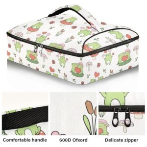 Kcldeci Insulated Thermal Food Carrier Insulated Casserole Carrier for Hot or Cold Food,Cute Love Frog Doodle Cartoon Insulated Tote Bag for Potluck Cookouts Parties Picnic,Lasagna Lugger