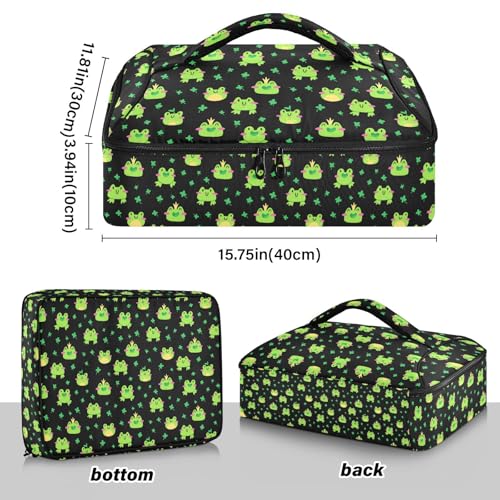 Kcldeci Insulated Thermal Food Carrier Insulated Casserole Carrier for Hot or Cold Food,Cute Frog Kawaii Insulated Tote Bag for Potluck Cookouts Parties Picnic,Lasagna Lugger