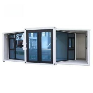 Foldout 20ft Prefab Container Houses Mobile Folding Container House Prefabricated Homes with 2 Bedrooms, 1 Living Room, 1 Kitchen, Folding Houses for Office Small Home