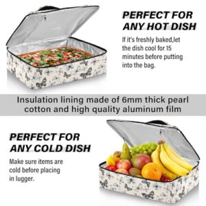 Kcldeci Insulated Thermal Food Carrier Insulated Casserole Carrier for Hot or Cold Food,Butterfly (2) Insulated Tote Bag for Potluck Cookouts Parties Picnic,Lasagna Lugger