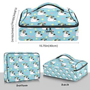 Kcldeci Insulated Thermal Food Carrier Insulated Casserole Carrier for Hot or Cold Food,Cute Dogs Insulated Tote Bag for Potluck Cookouts Parties Picnic,Lasagna Lugger